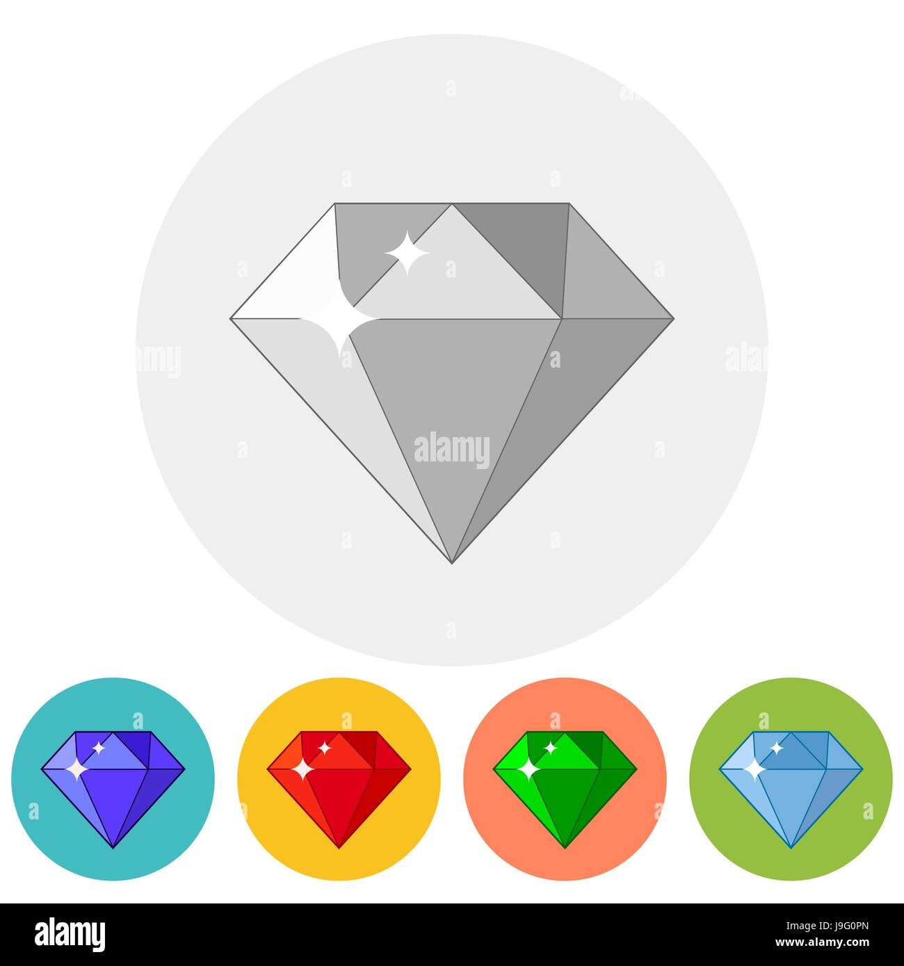 Shining gem icon in different color variations. Vector illustration ...