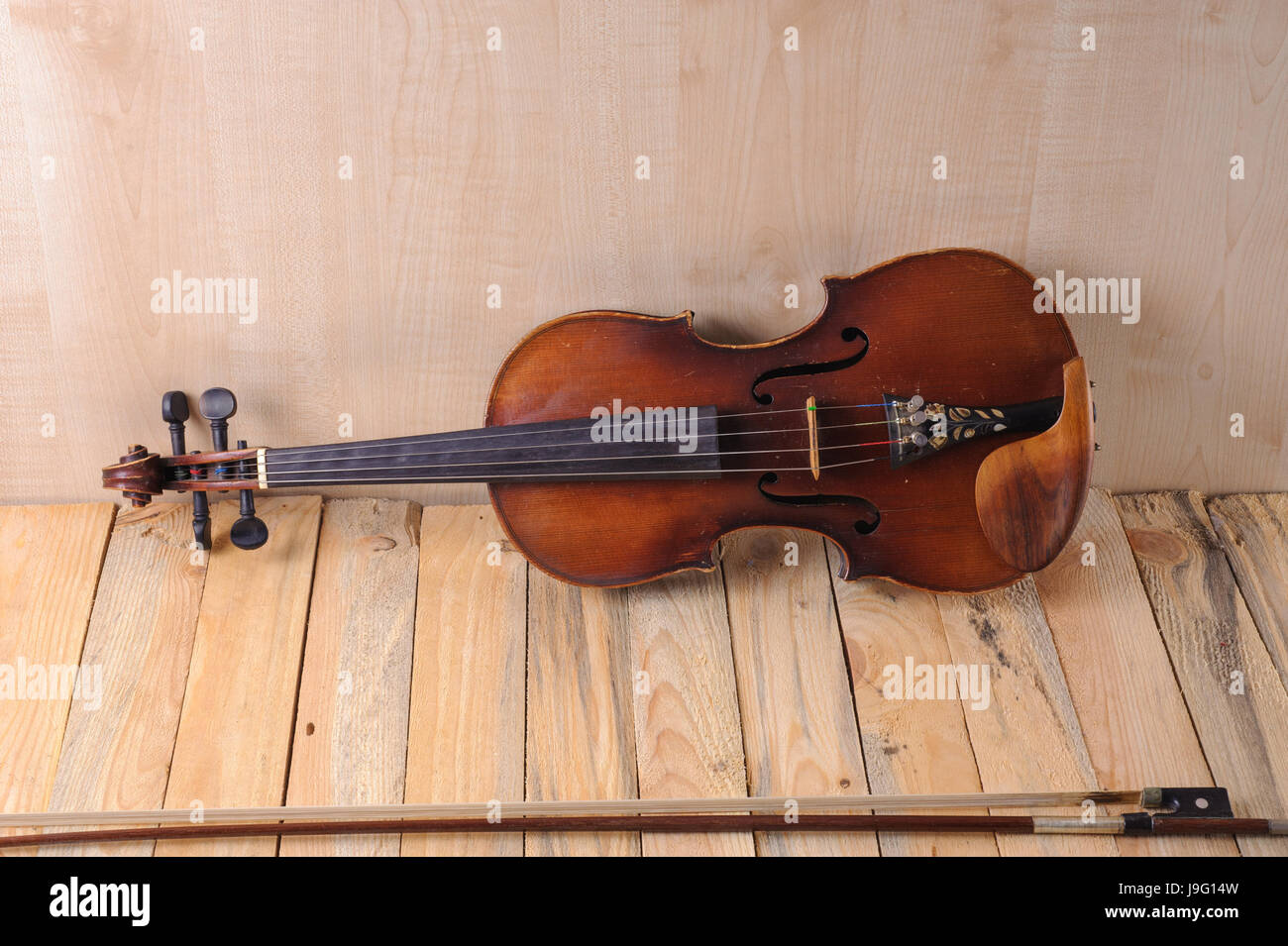 one violin image .old brown stringed wooden instrument isolated on the ...