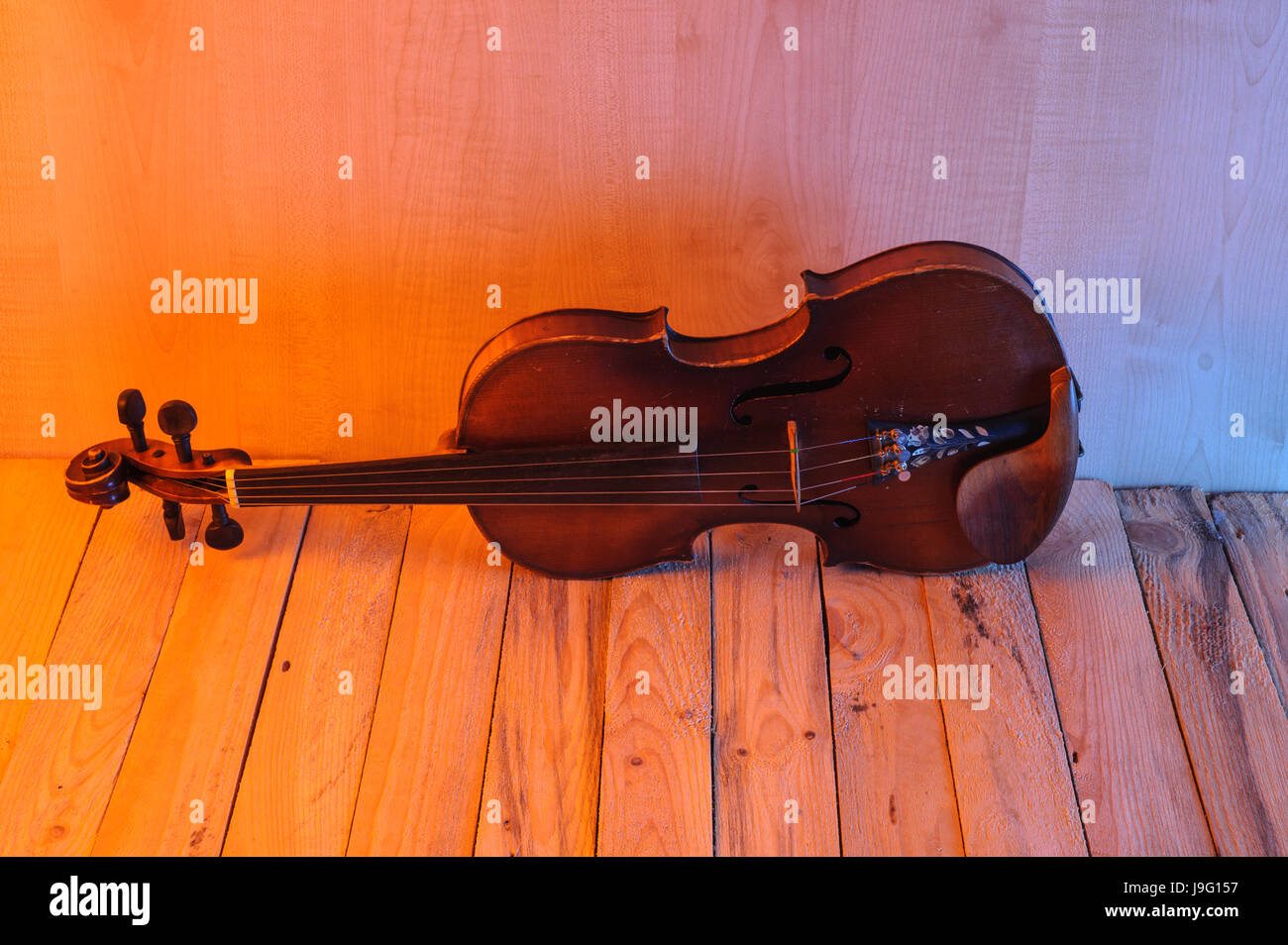 one violin image .old brown stringed wooden instrument isolated on the ...