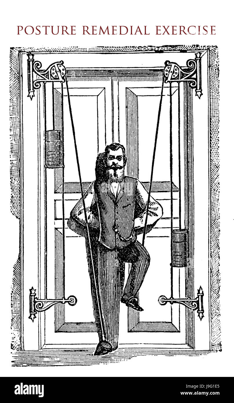 Posture remedial exercise, vintage illustration Stock Photo - Alamy