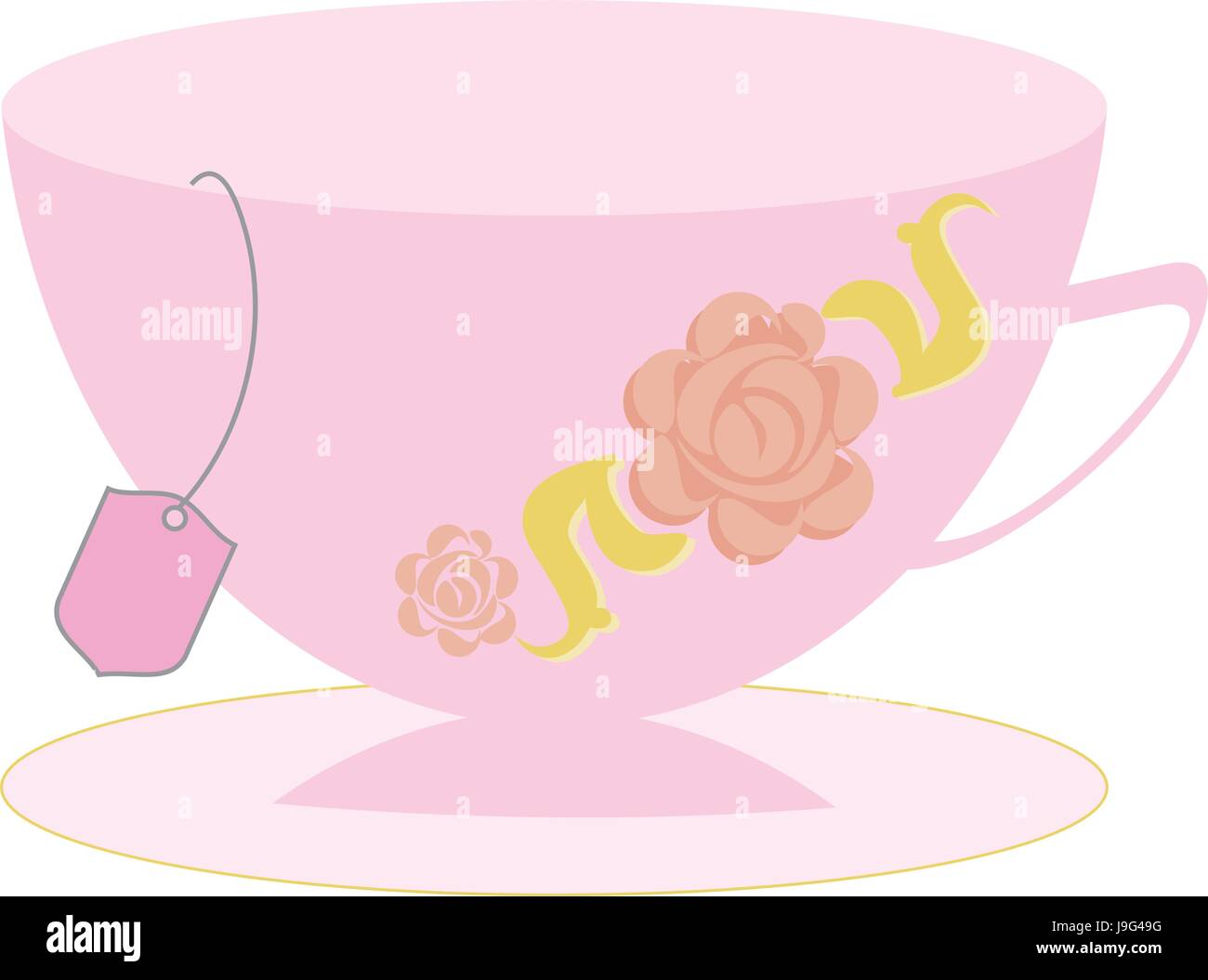 Teacup in simple vector with teabag hanging out Stock Vector Image ...