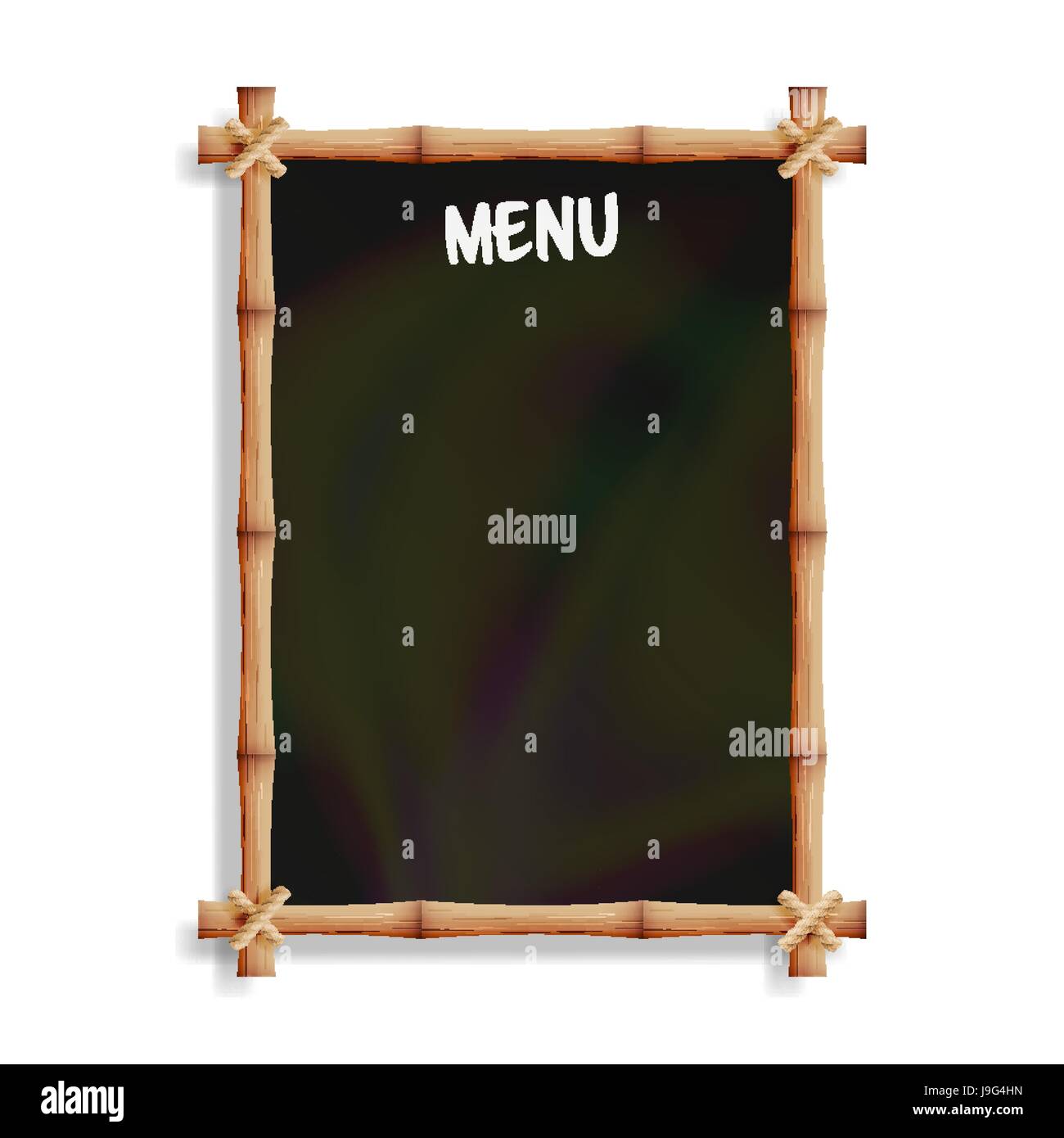 Menu Board With Bamboo Frame. Isolated On White Background. Realistic ...