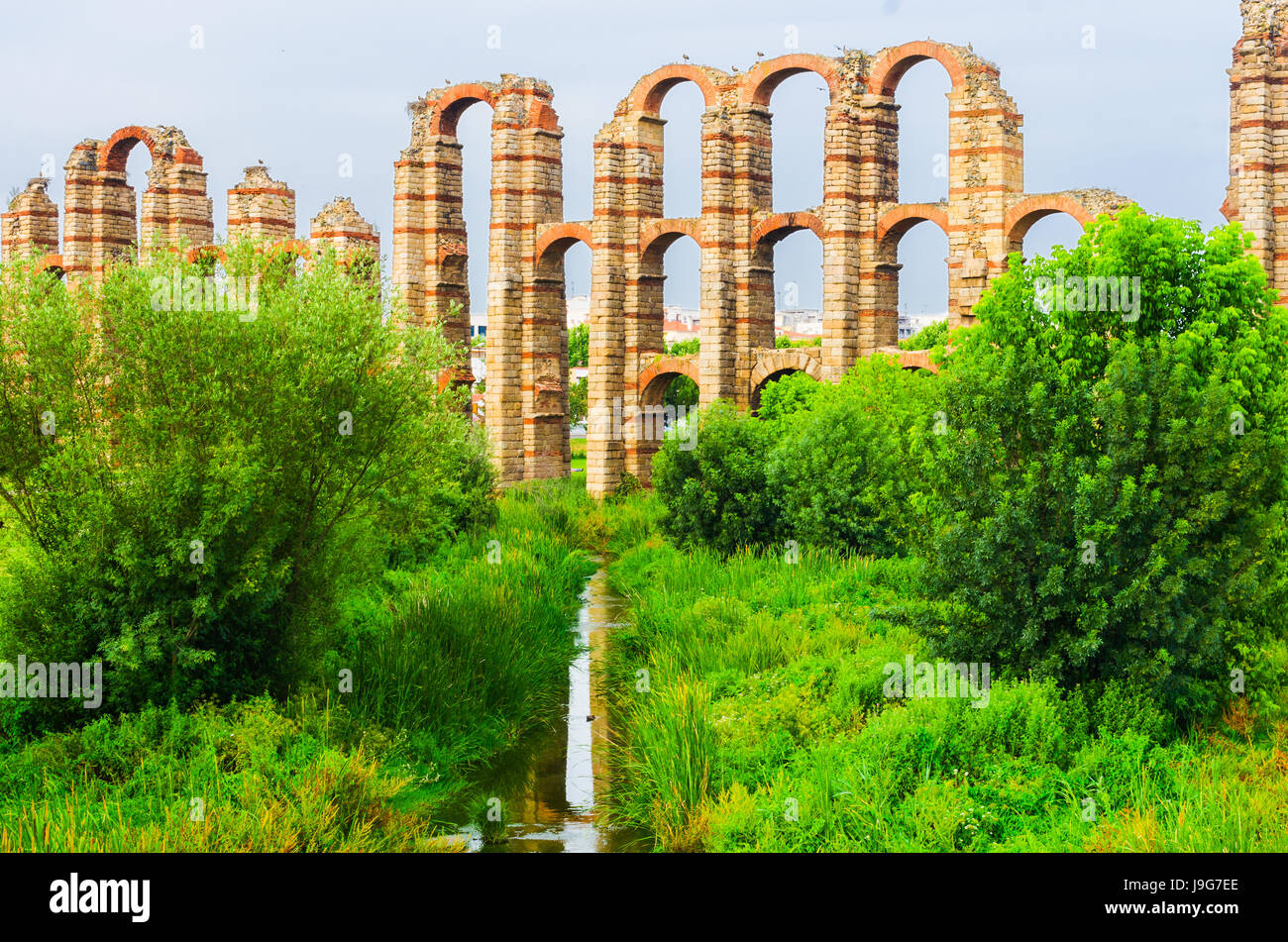 Acueducto de los Milagros or Miraculous Aqueduct in Mérida, Extremadura ...