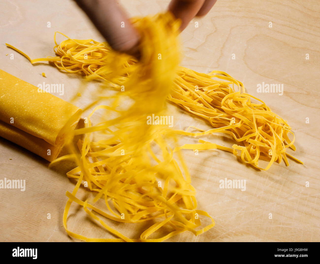 Tagliatelle. Traditional italian homemade fresh pasta, ribbon shaped ...