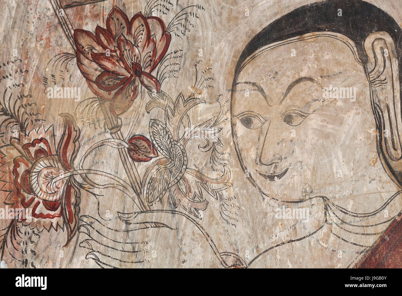 Myanmar, Bagan, Sulamani Temple, Ancient Interior Wall Painting Stock ...