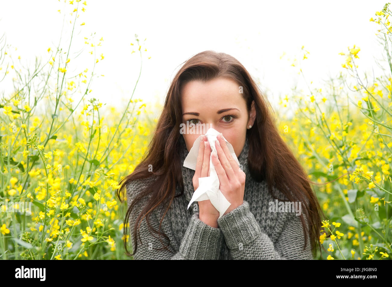 woman, cold, catarrh, hayfever, sneeze, sneezing, allergy, snort, young ...