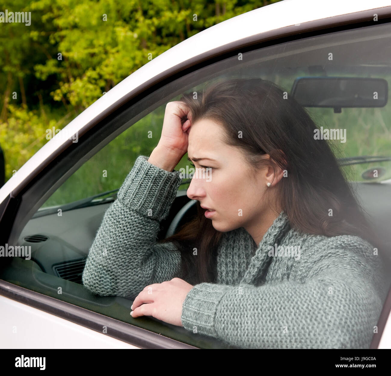 woman, dreamy, sad, car, automobile, vehicle, means of travel, motor ...