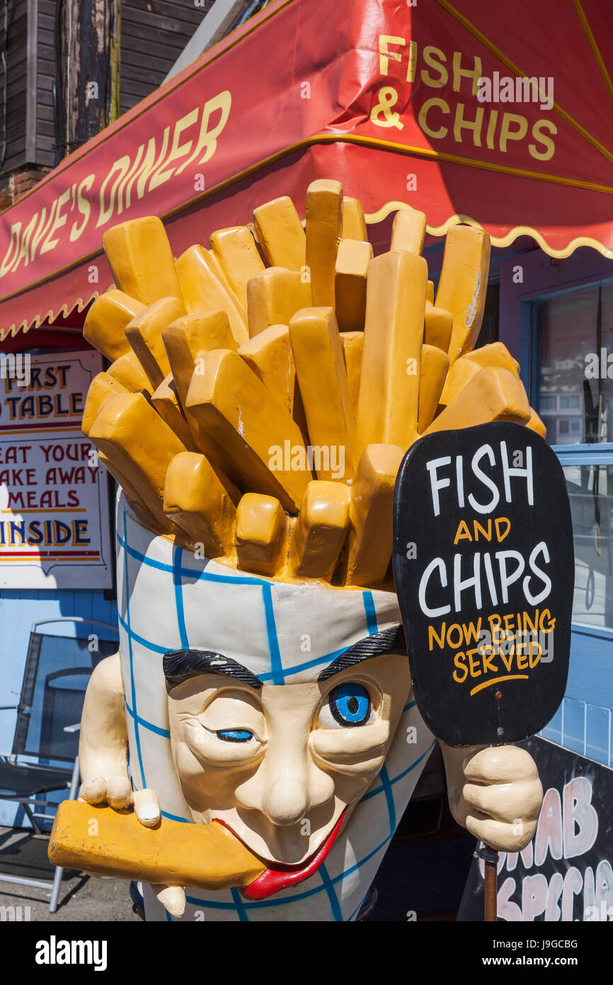 England, Cornwall, Looe, Fish and Chip Shop Sign Stock Photo - Alamy