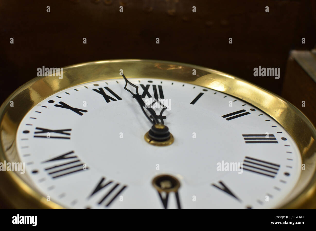 Clock in vintage or retro style showing midnight or noon Stock Photo ...
