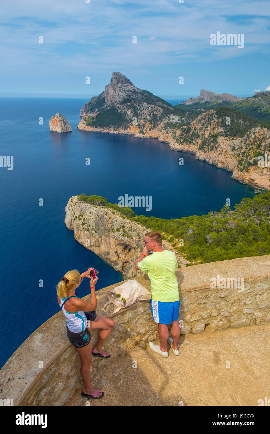 Spain, Mallorca Island, Formentor coast from Sa Creueta lookout ...