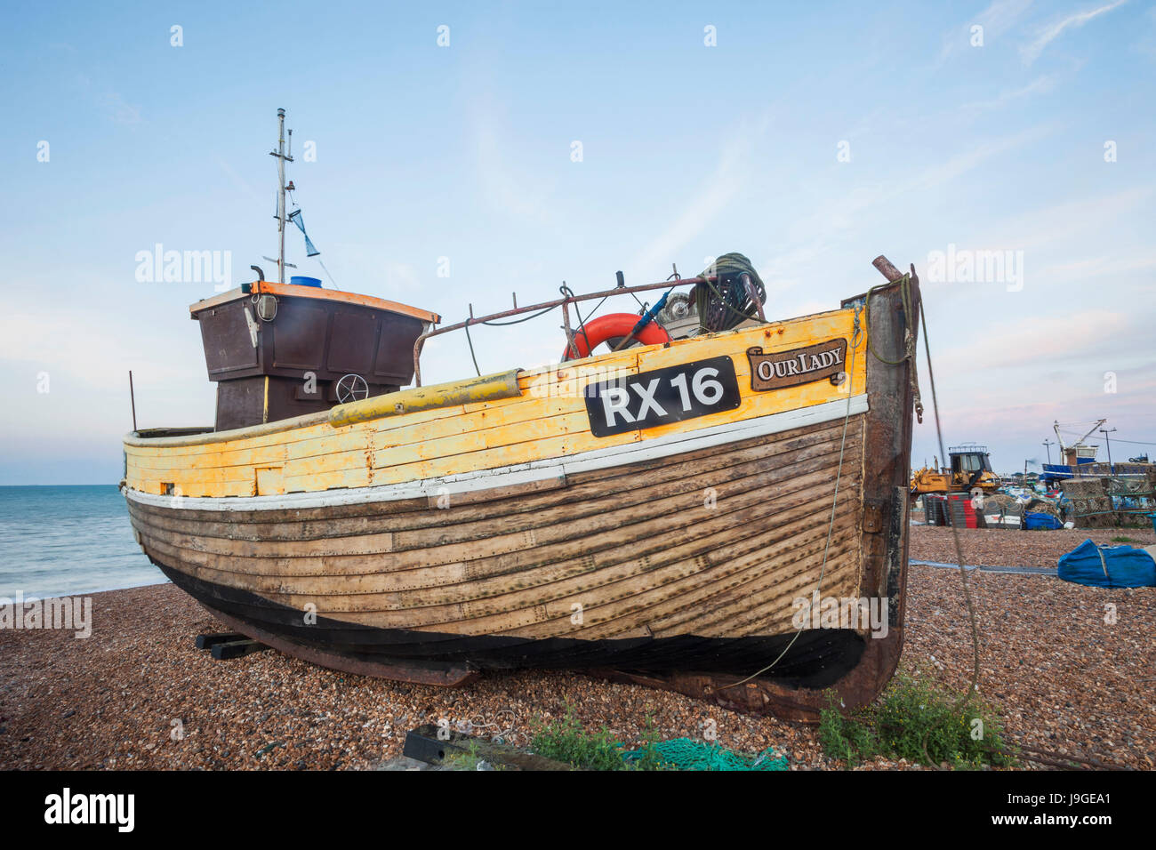 English traditional clinker built fishing boats hi-res stock ...