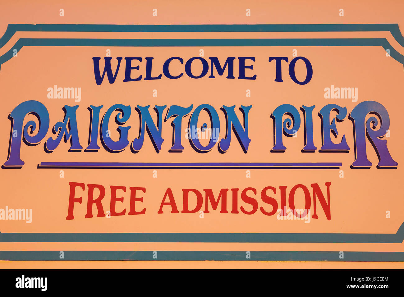 England, Devon, Paignton, Paignton Pier Sign Stock Photo - Alamy