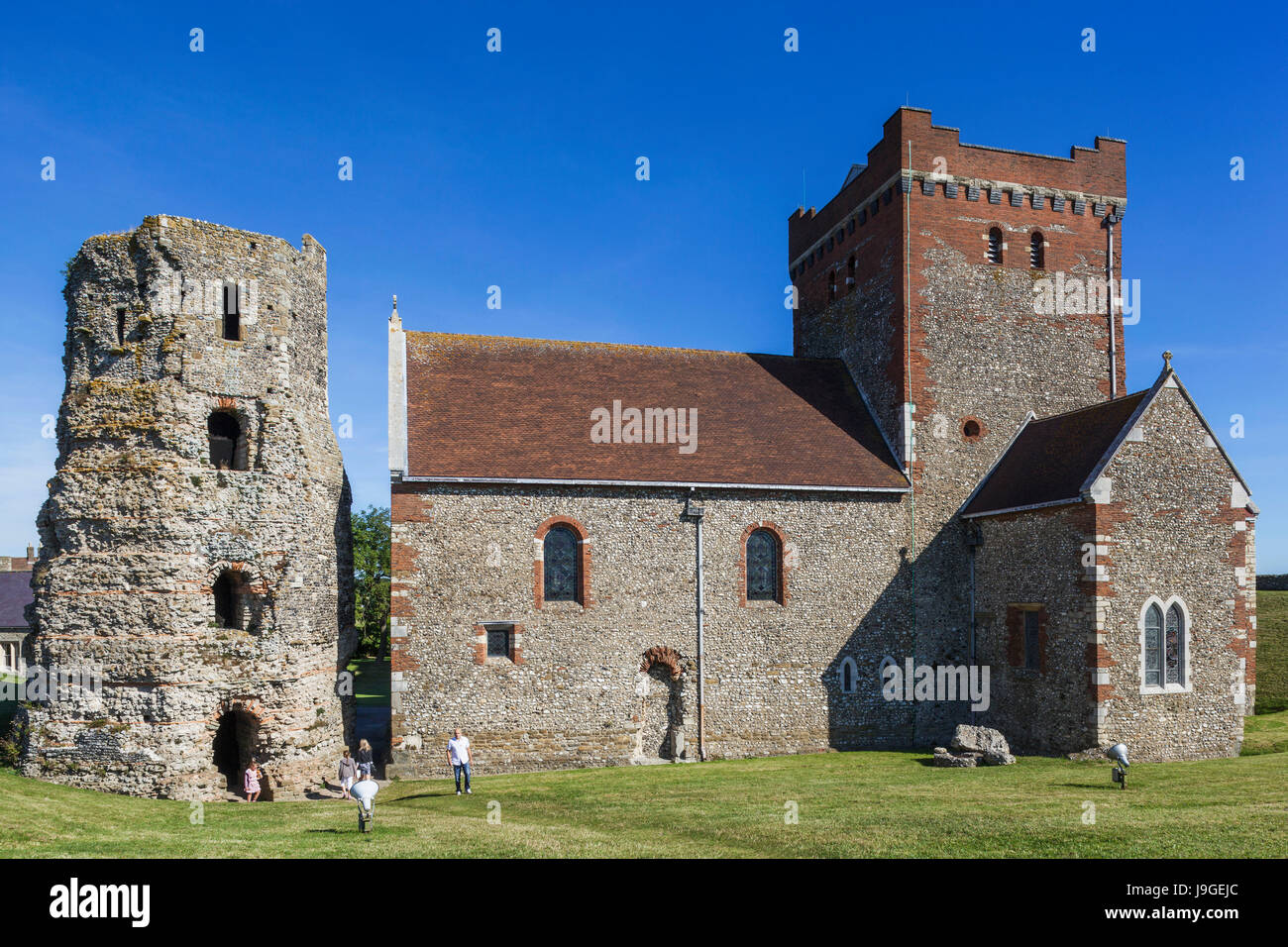England, Kent, Dover, Dover Castle, Roman Lighthouse aka Roman Pharos ...