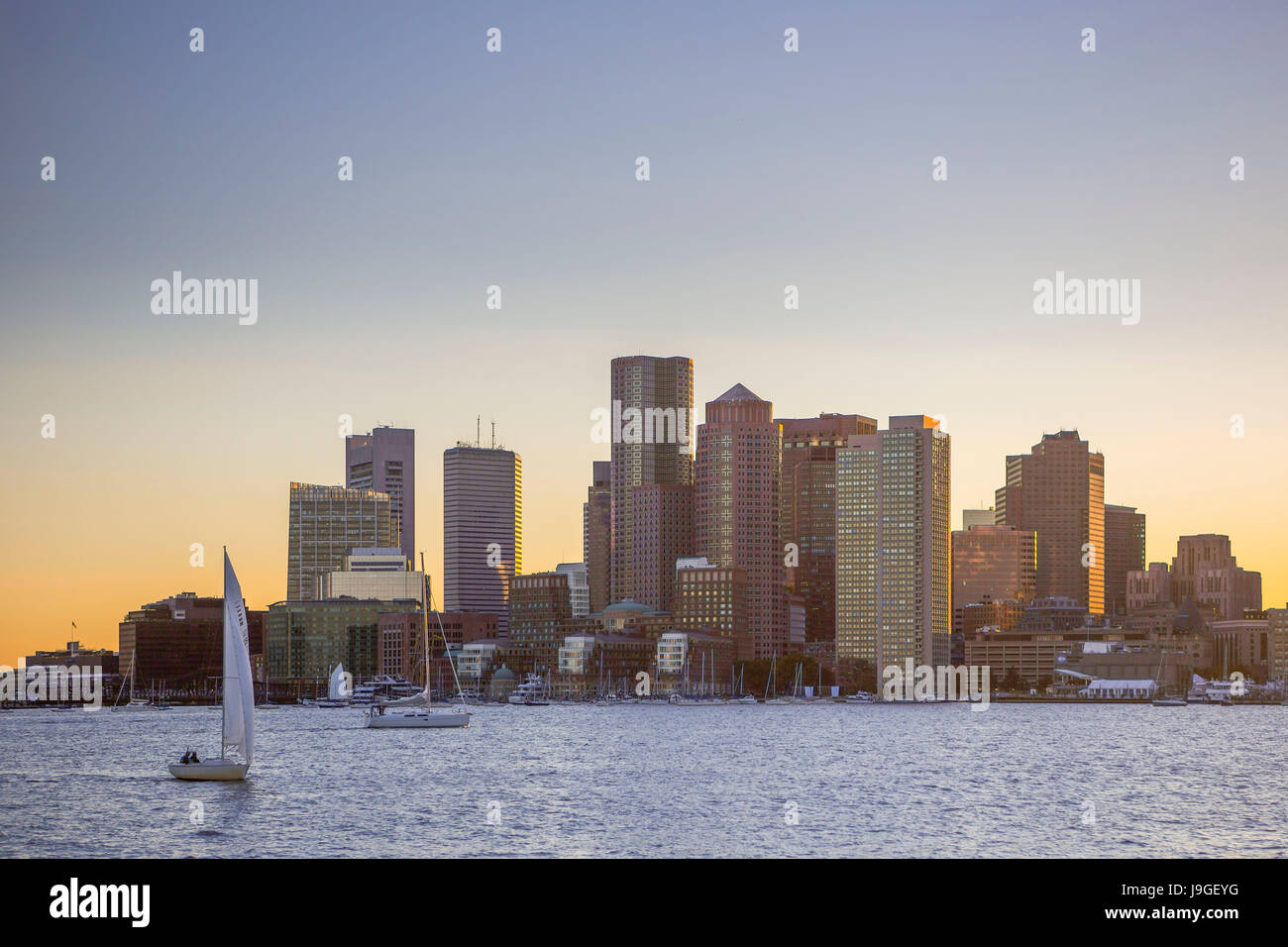 USA, Massachusetts, Boston City, The Skyline at sunset Stock Photo - Alamy