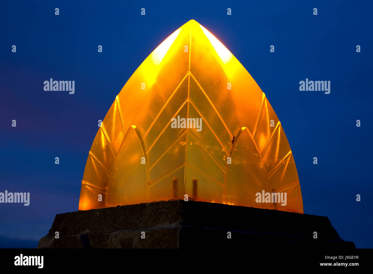 Alsea Bay Bridge art deco light, Waldport, Oregon Stock Photo - Alamy