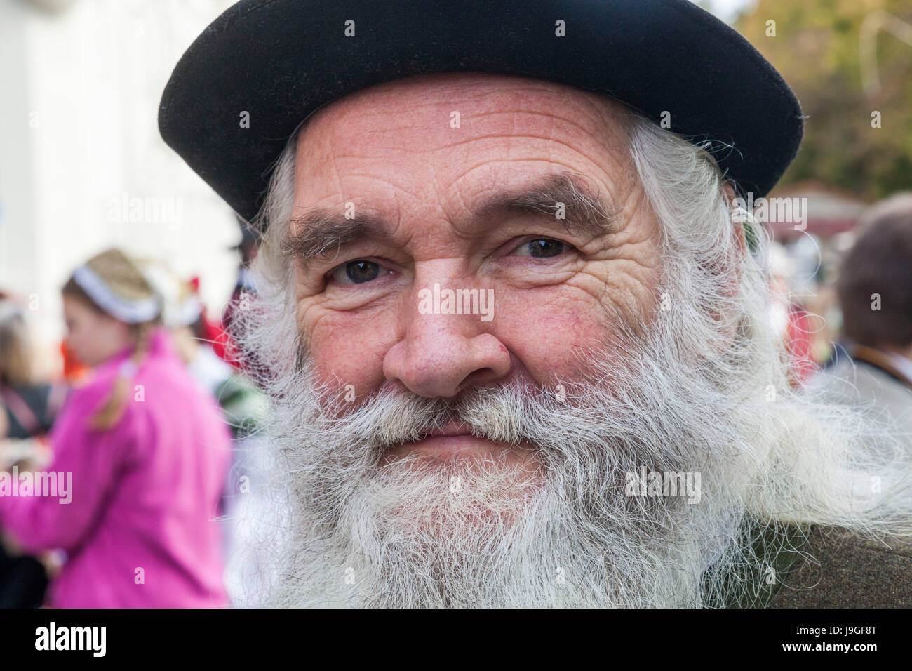 Germany, Bavaria, Munich, Oktoberfest Parade, Portrait of Bearded Man ...