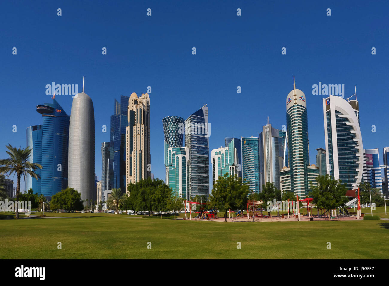 Qatar, Doha City, The Corniche, West Bay Skyline Stock Photo - Alamy