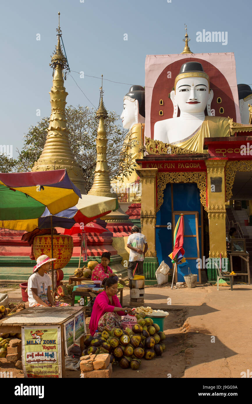 Myanmar, Pegu province, near Bago City, Kyaikpun Pagoda Stock Photo - Alamy