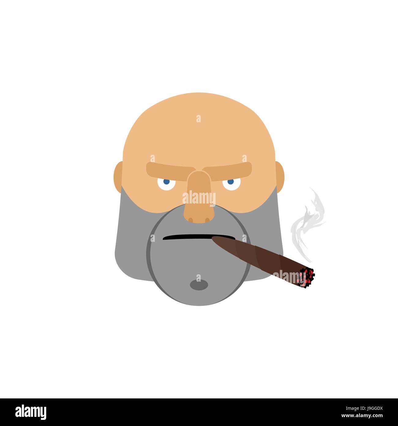 Angry man with cigar. Aggressive male face isolated Stock Vector Image ...