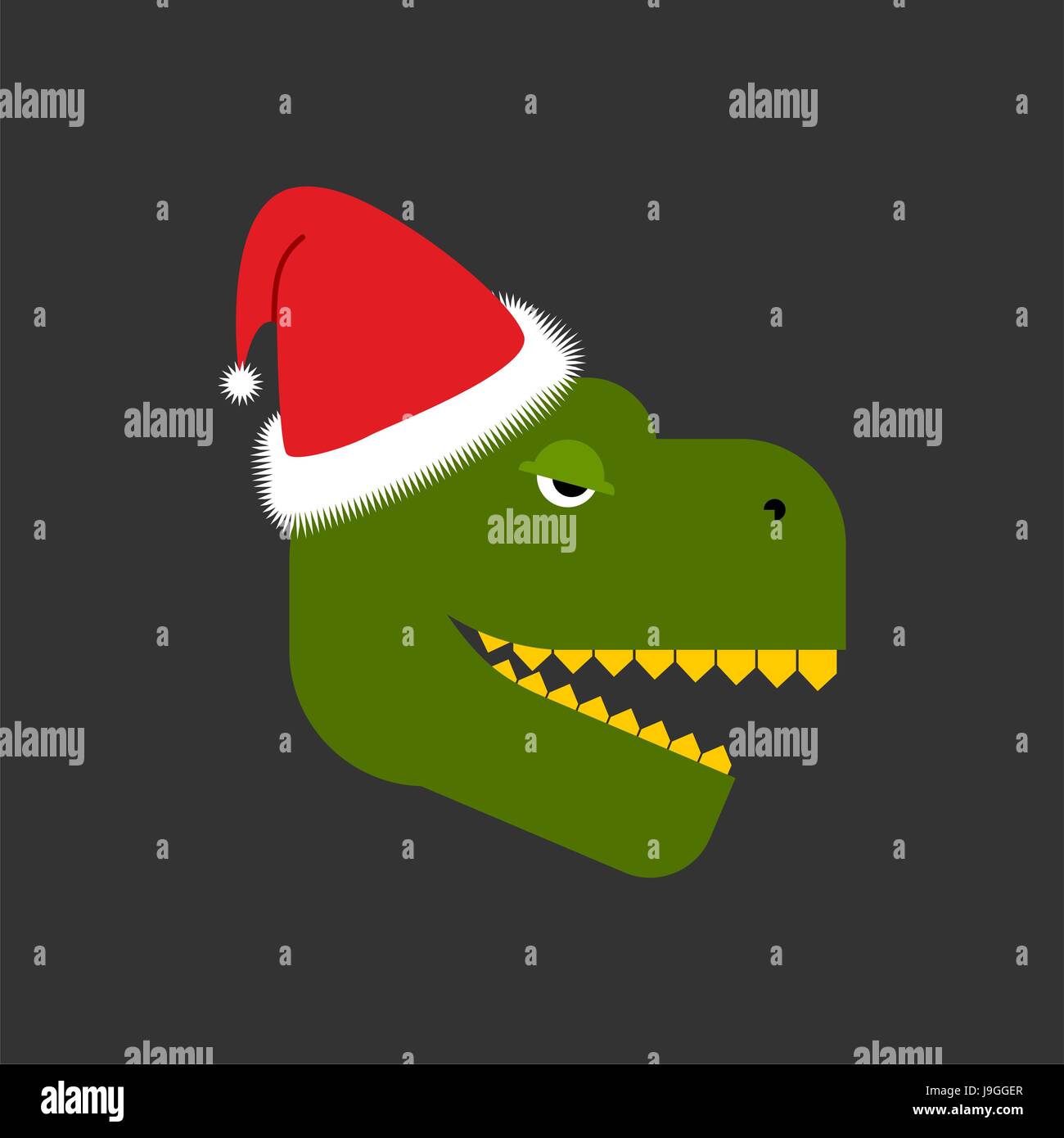 Dino Santa. Tyrannosaurus and Claus cap. Red hat and dinosaur ...