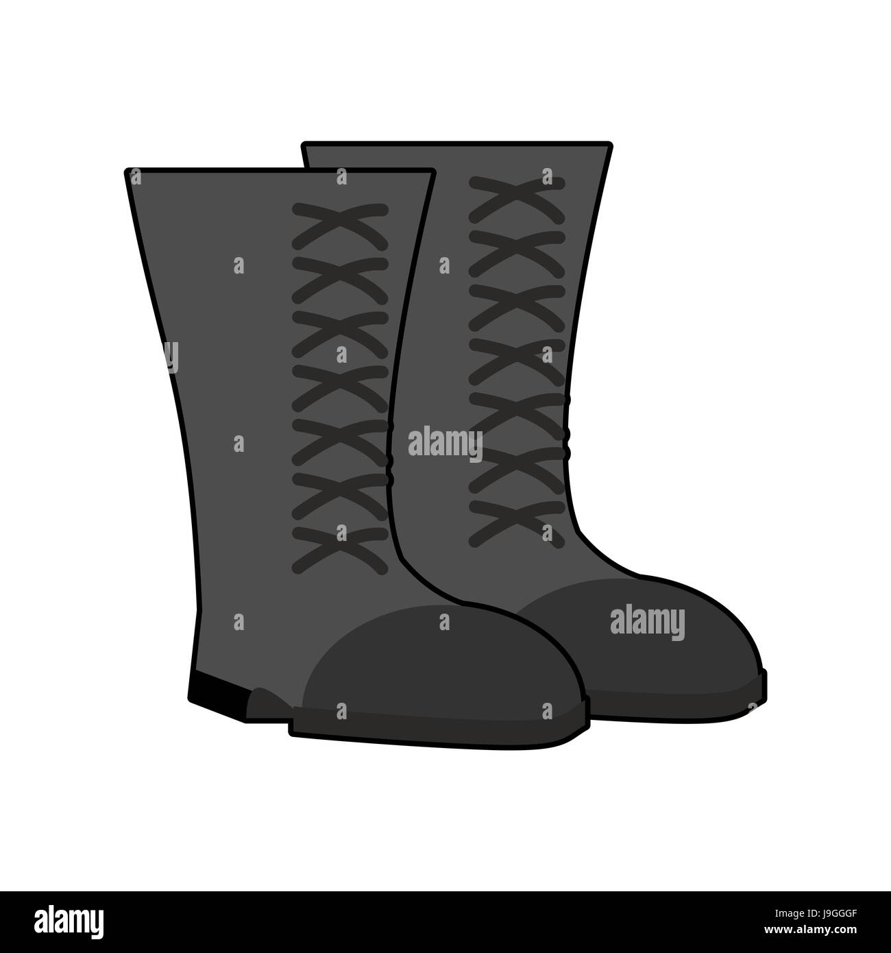Military boots Black isolated. Army shoes on white background. soldiers ...