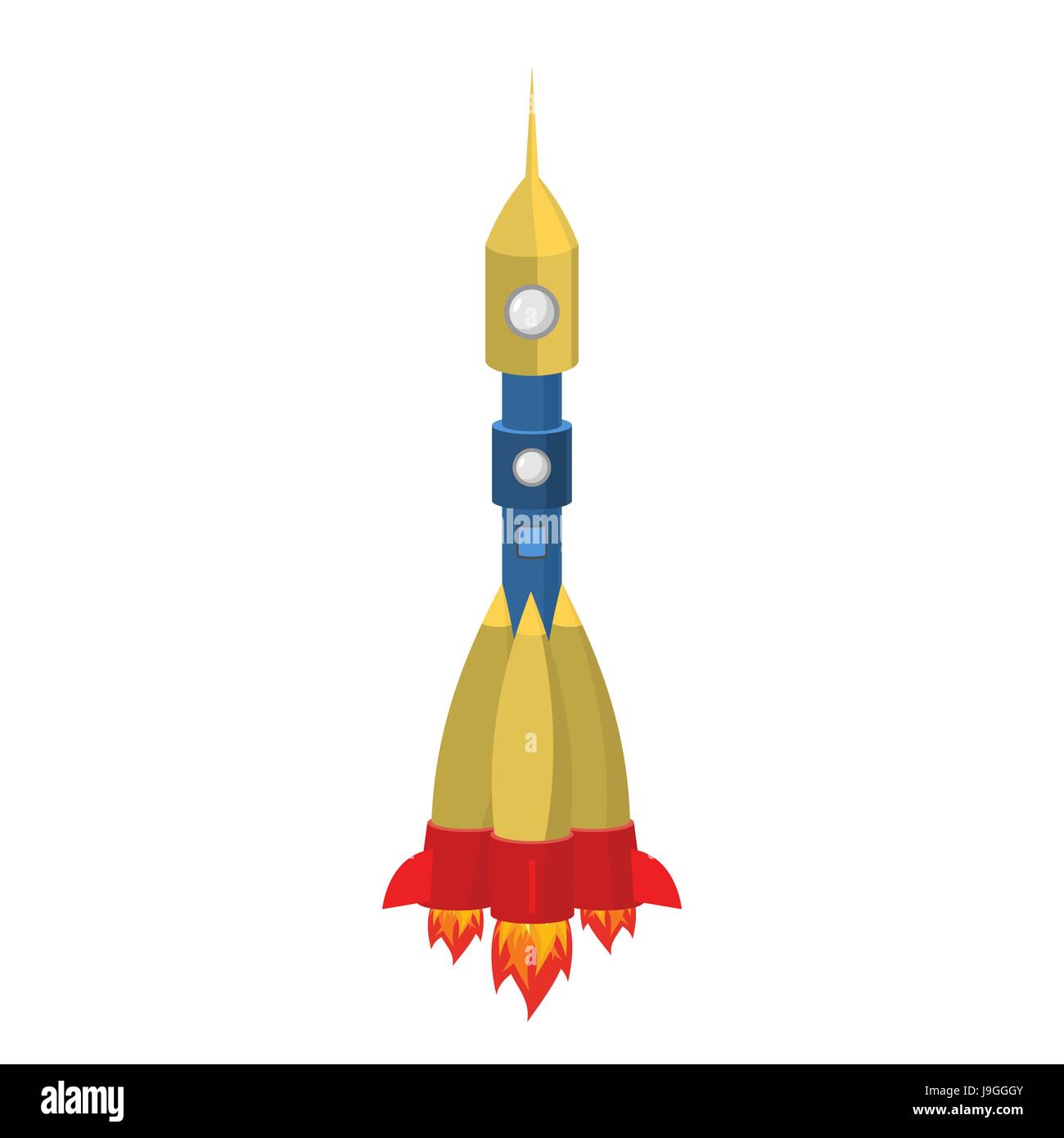 Rocket cartoon style isolated. Spaceship on white background Stock ...