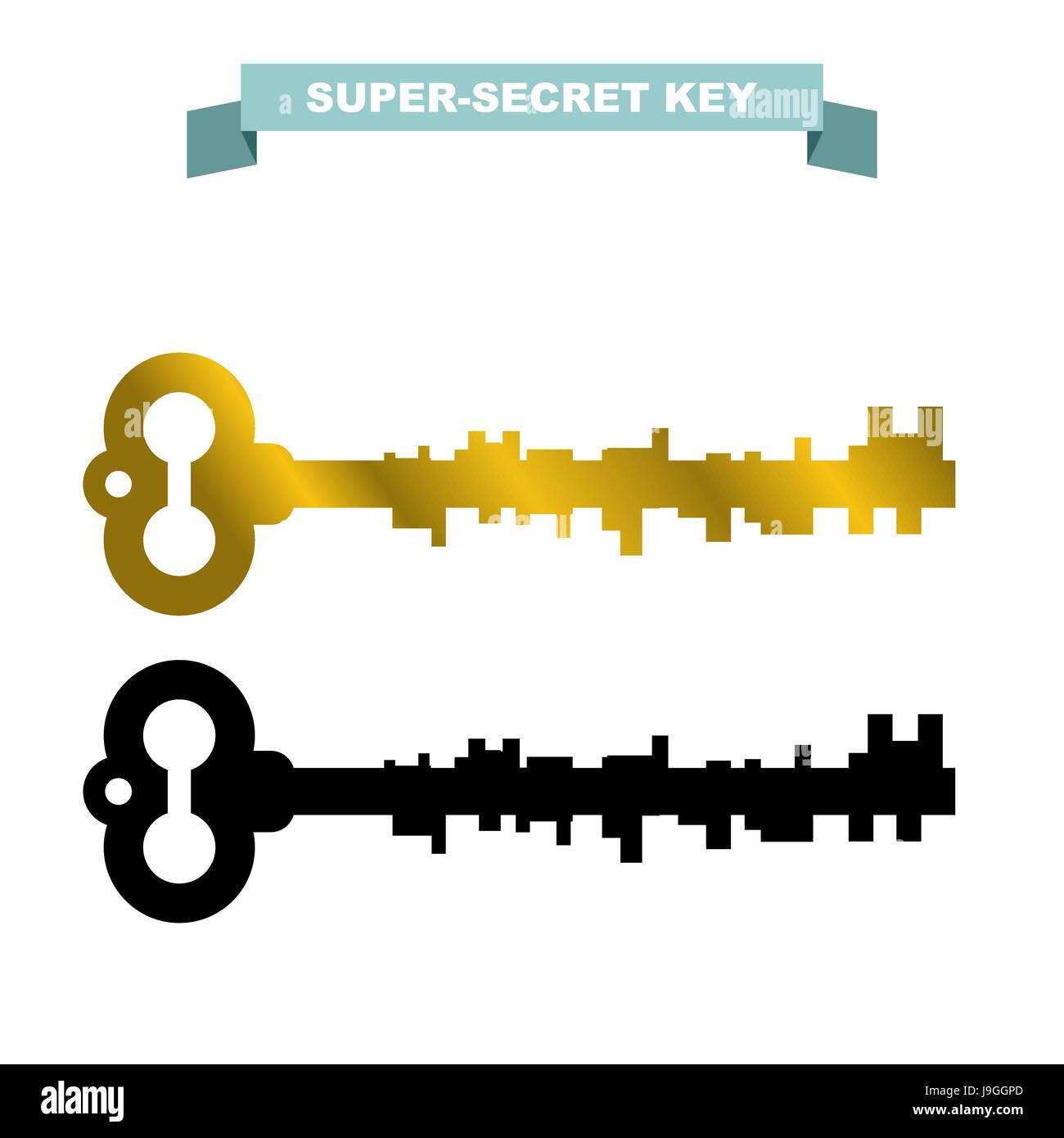Super secret key. Old vintage retro key lock. Key opens a secret door ...