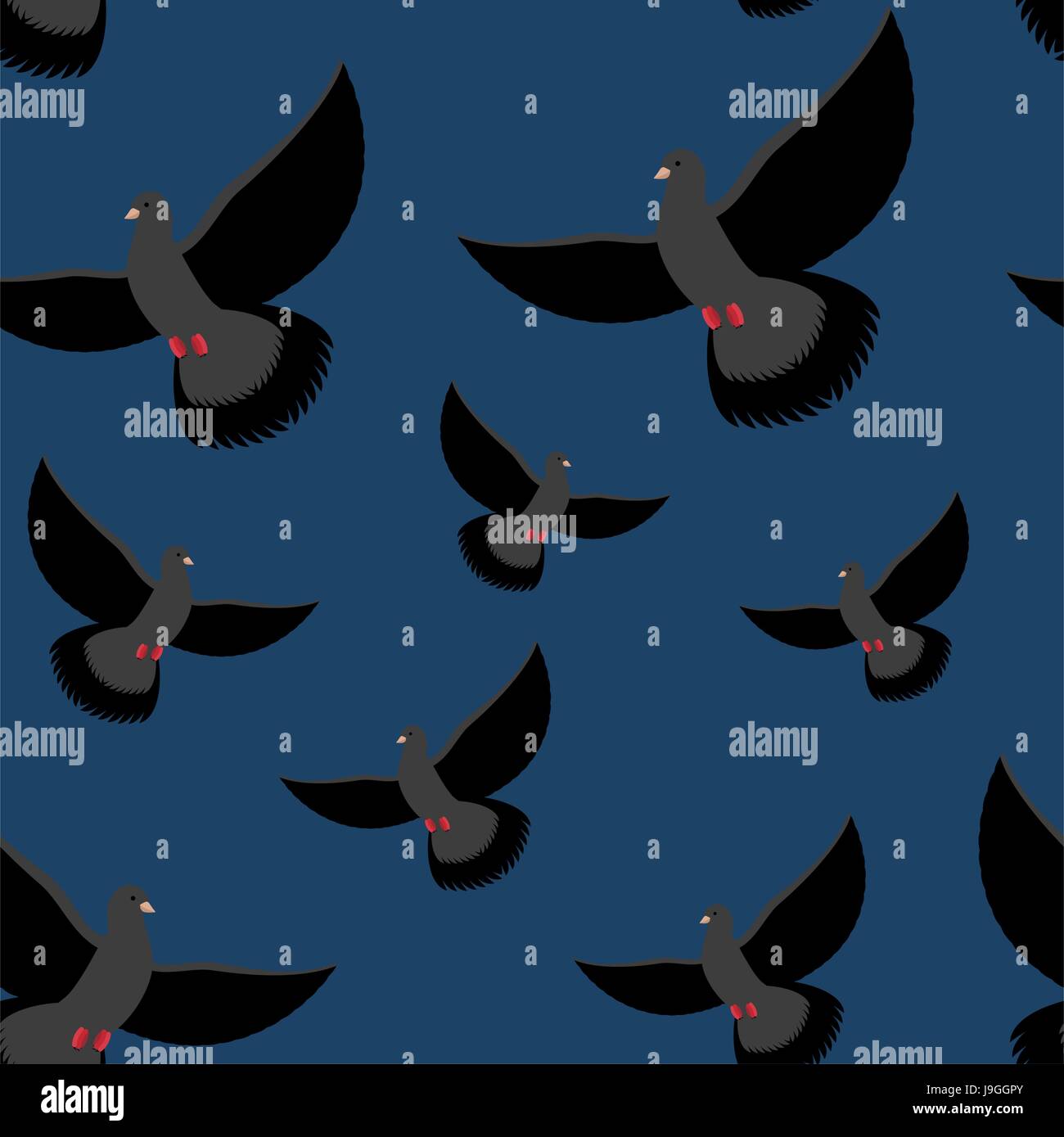Black Dove seamless pattern. Gray pigeons fly at night. Background of ...