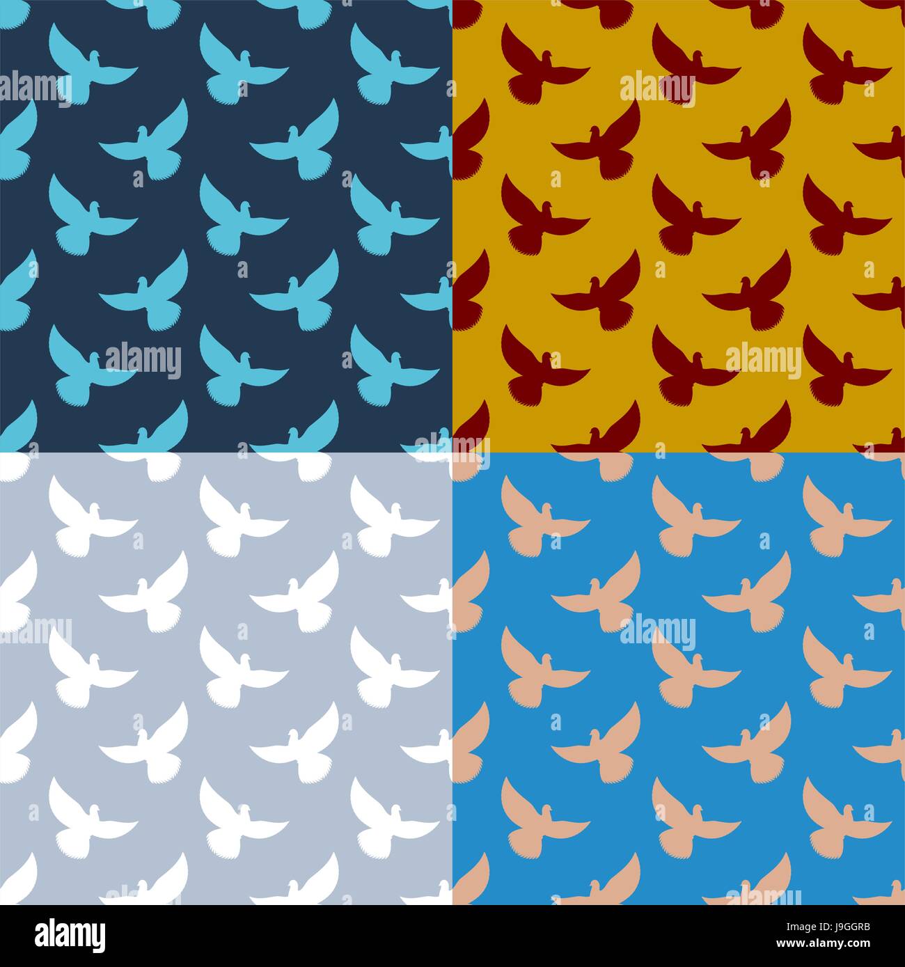 Set of flying pigeons seamless pattern. Flock of dove. Texture of birds ...