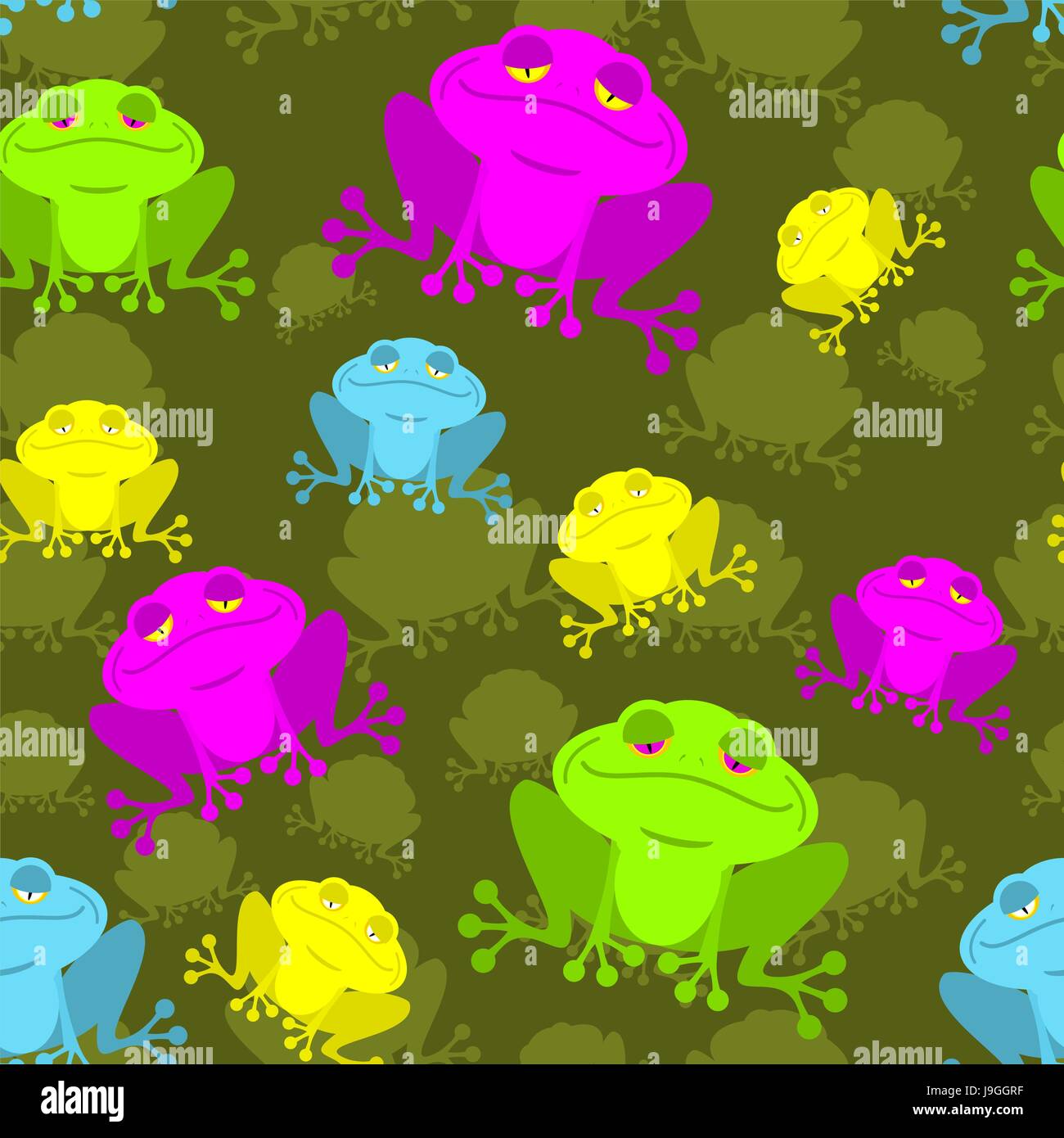 Frog seamless pattern. Poisonous frog in bog. Background of reptiles ...