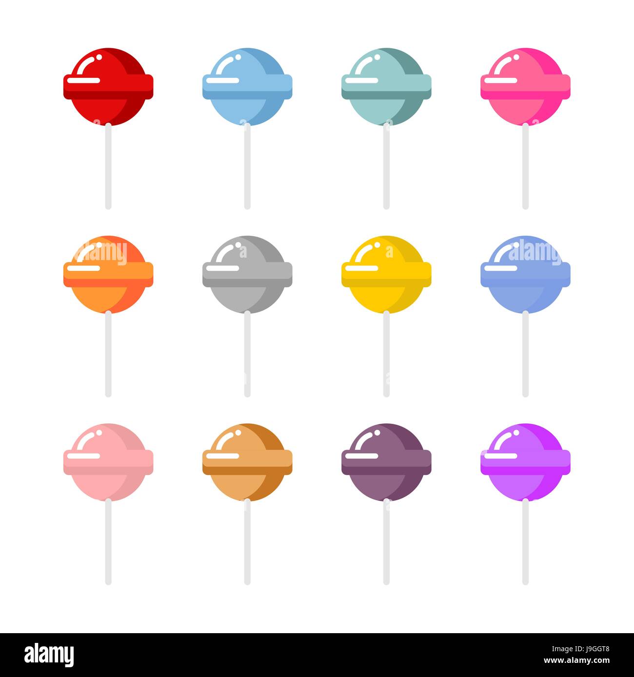 Set lollipop candies with different flavors. Multi-colored candy on ...