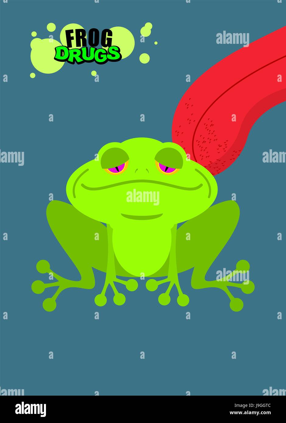 Narcotic frog. Acid Toad. Narcotic amphibious. Tongue licking addict ...