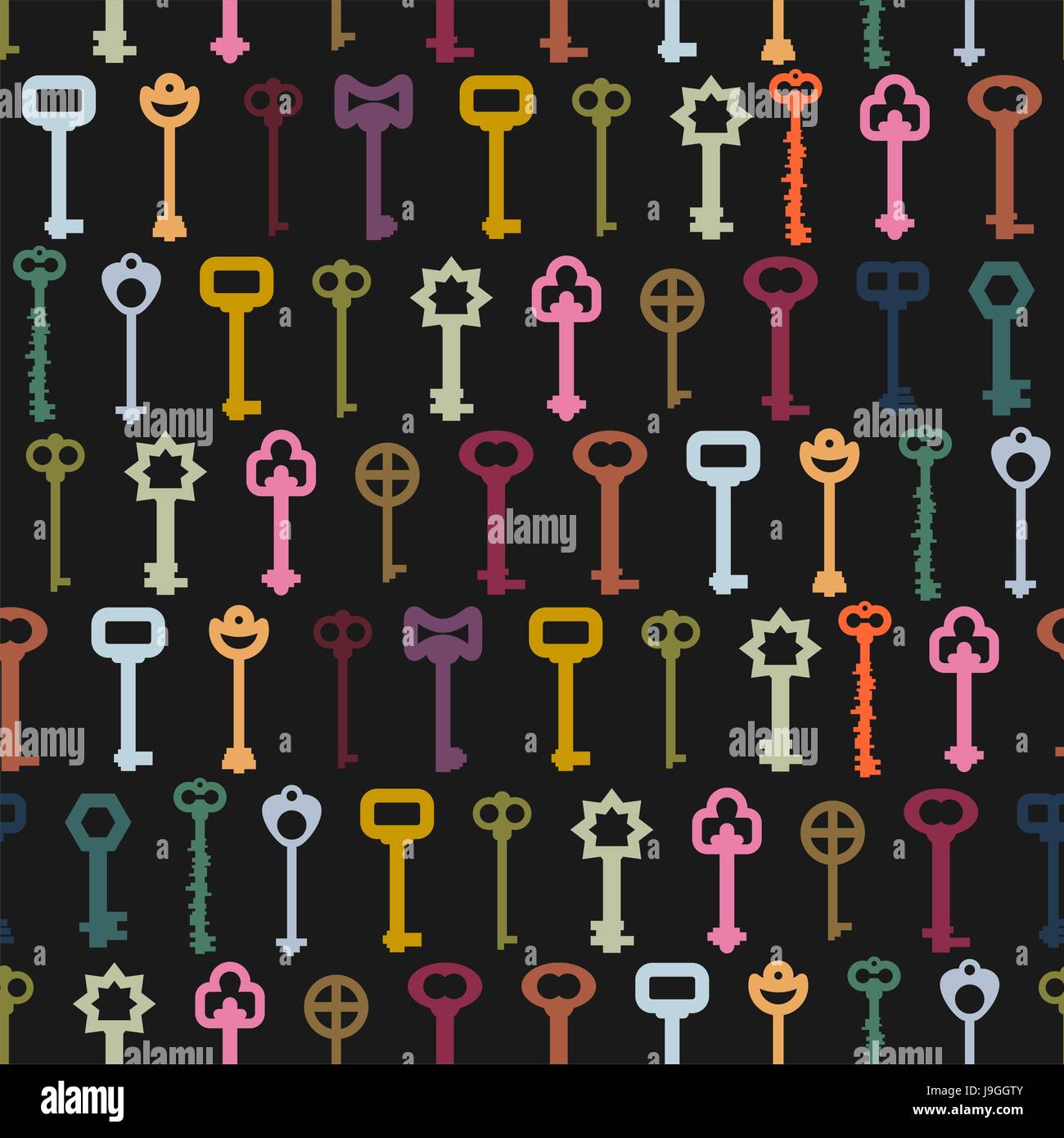 Retro key seamless background. Old colorful key pattern Stock Vector ...