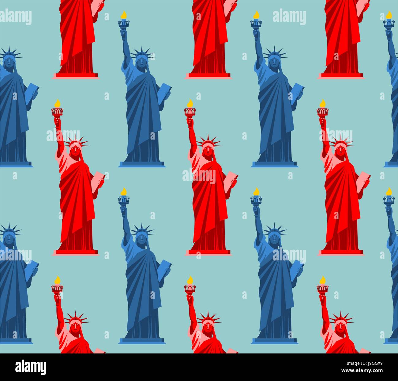 Statue of Liberty seamless pattern. USA national symbol background ...