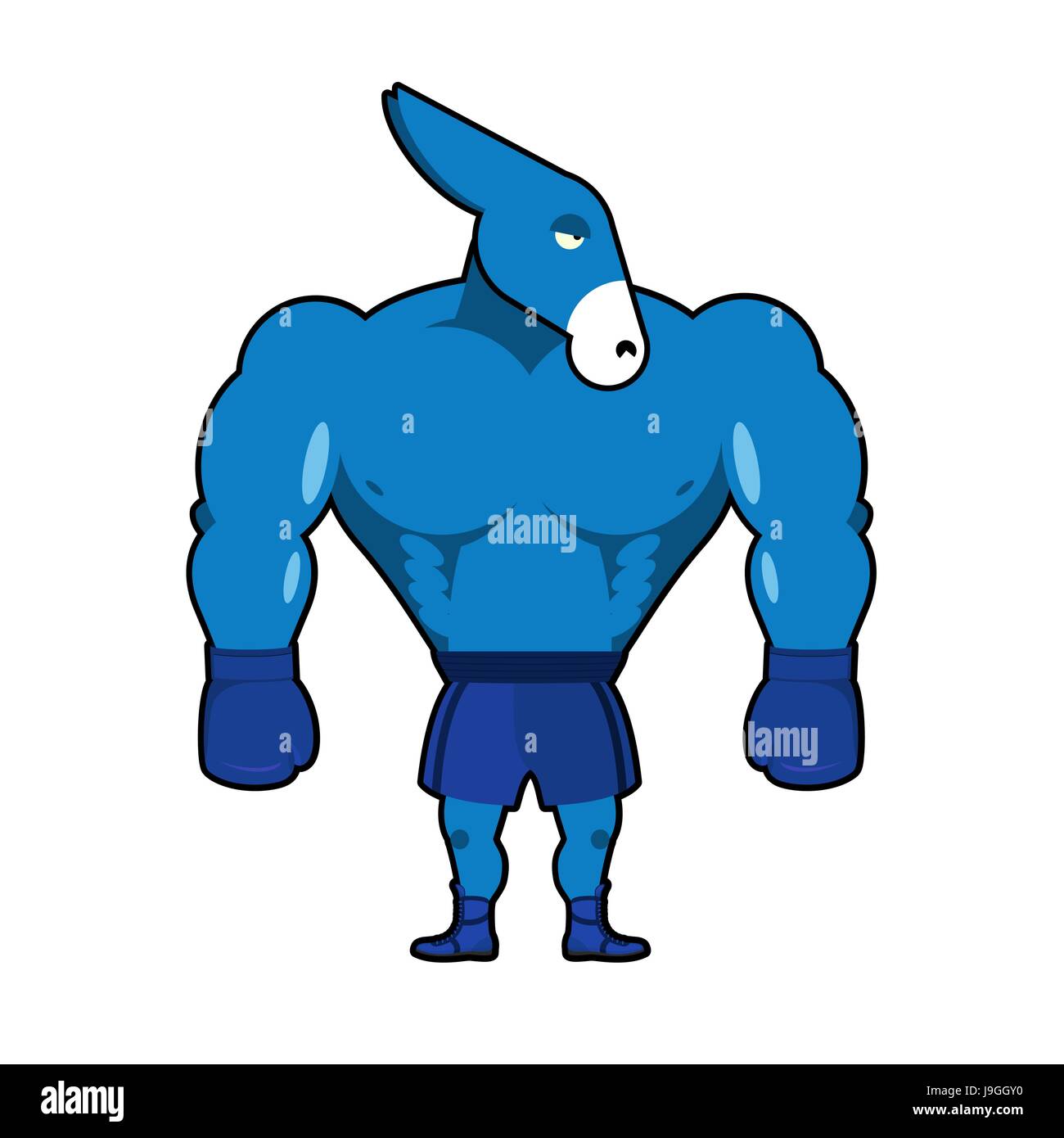 Democrat Donkey boxer. Strong Blue Animal boxing gloves. Symbol of ...