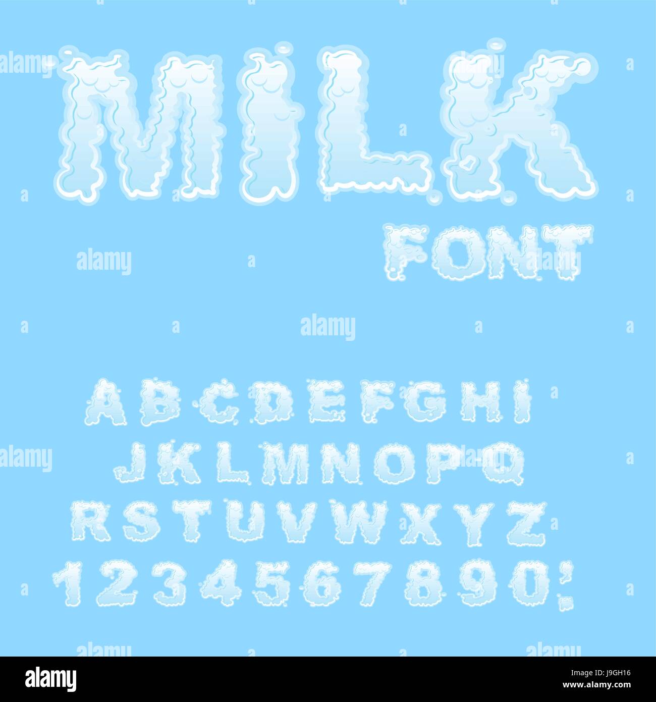 Milk Alphabet. white liquid letters. Fluid lettring. cream ABC of ...