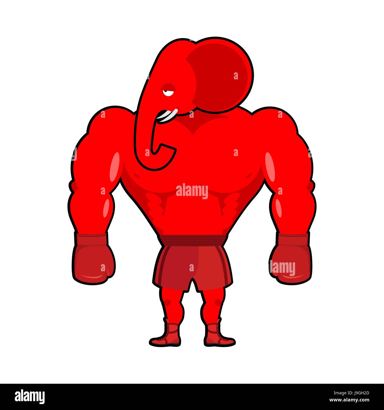 Elephant Boxer Democrat. Red strong animal with boxing gloves. Symbol ...