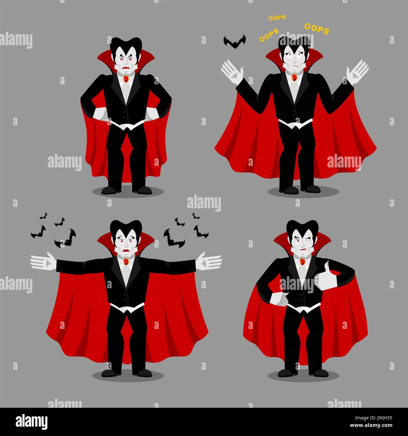 Dracula set of movements. Vampire collection of poses. ghoul expression ...