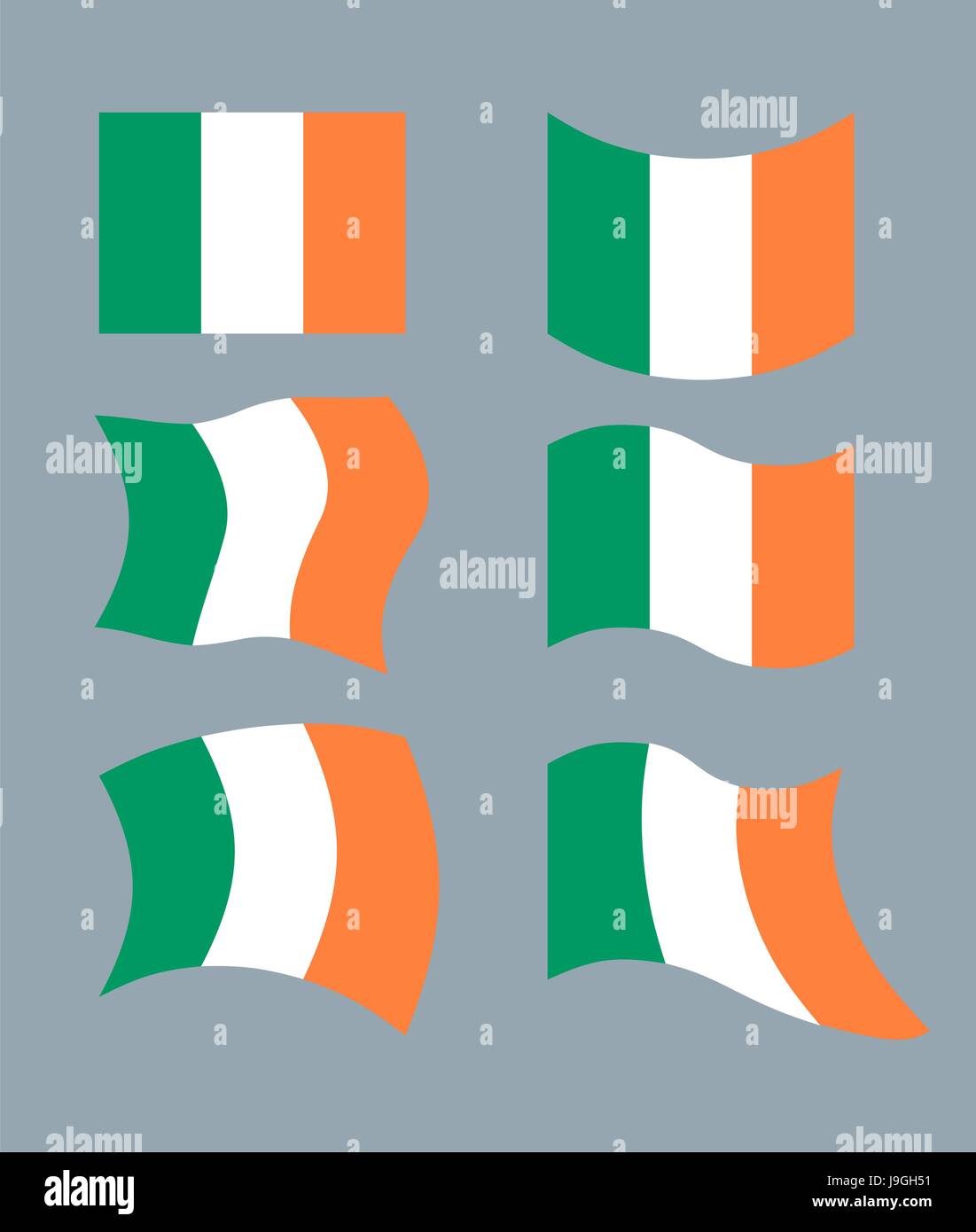 Flag of Ireland. Set flag of Irish State. Developing green, Orange flag ...