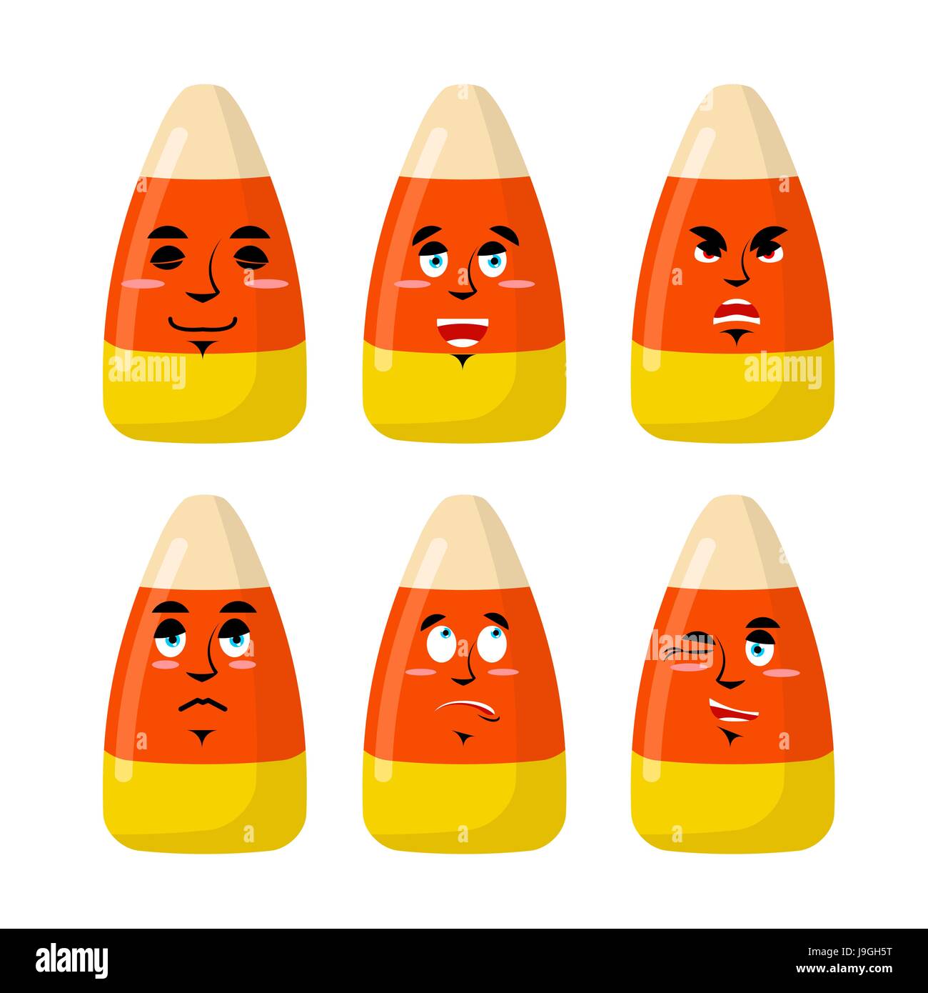 Corn candy emotions. Sweets evil and good. bonbon sleeping and ...
