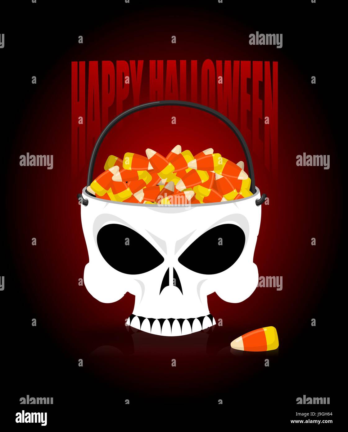 Happy halloween skull basket candy corn. Trick or treat. Sweets for ...
