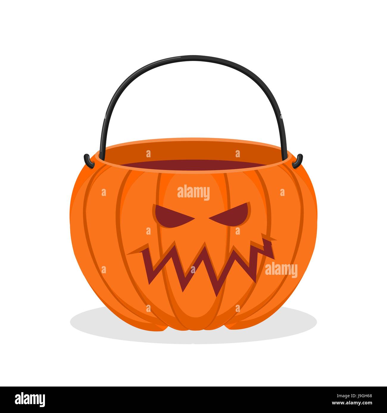 Pumpkin basket empty for Halloween. Horrible vegetable basket of sweets ...