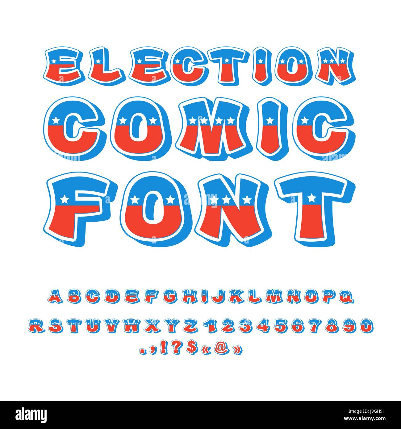 Election comic font. Political debate in America alphabet. USA National ...