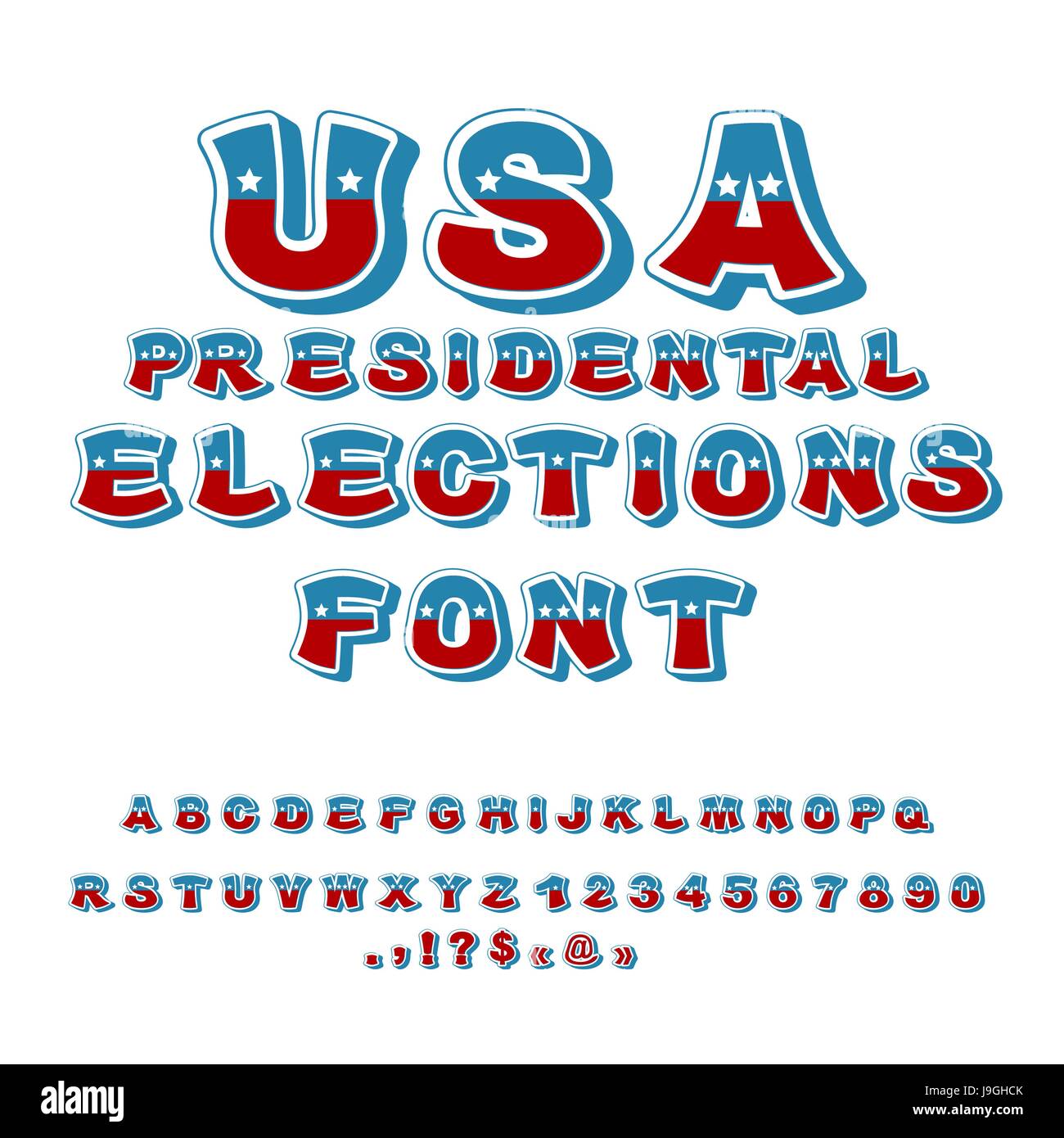 USA presidental Election font. Political debate in America alphabet ...