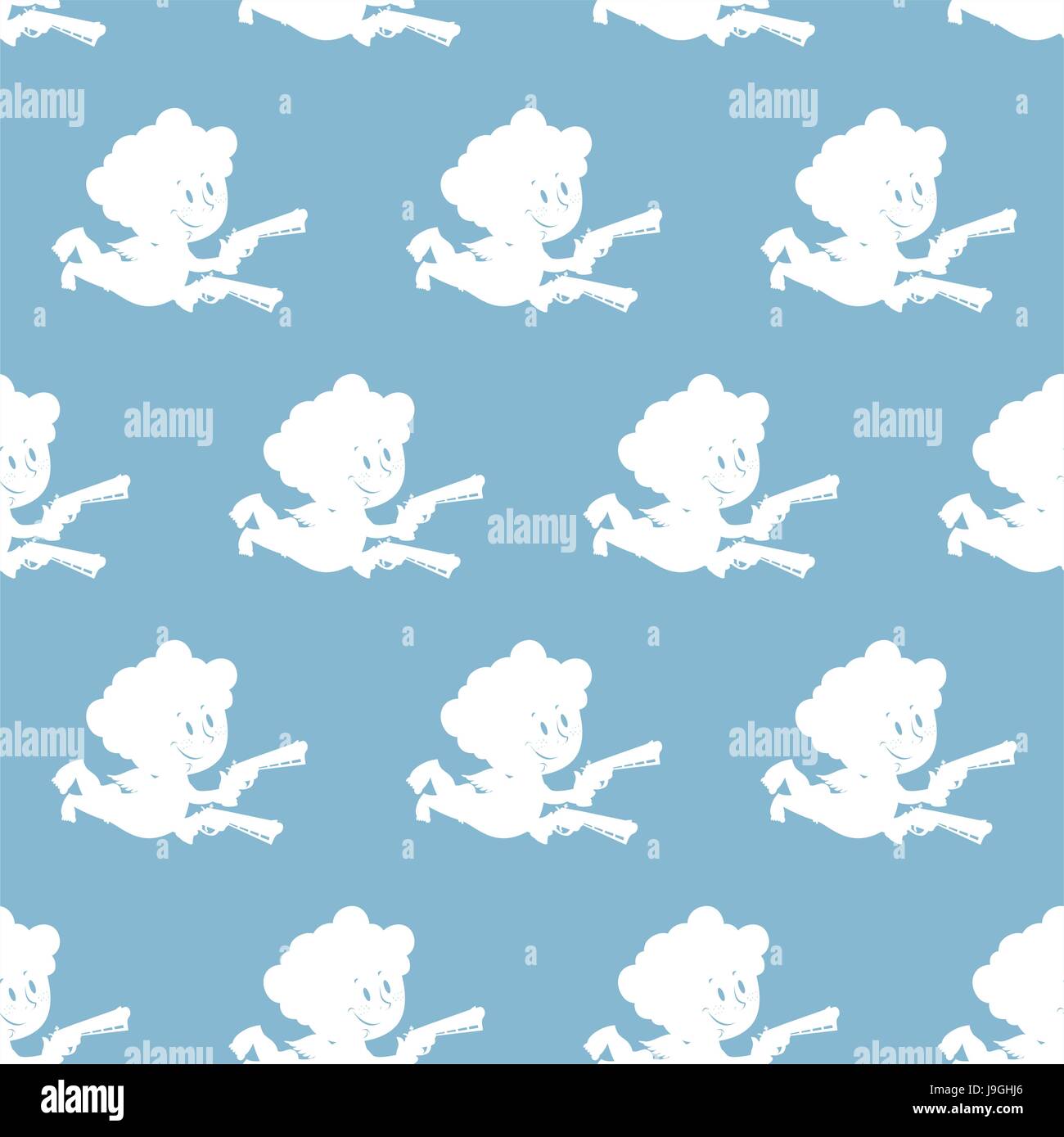 Cupid seamless pattern. White Angel on blue background. Texture for ...
