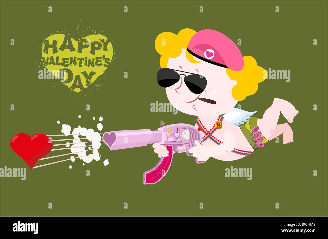 Happy Valentines day. Army Valentine. Military Cupid. Angel with love ...