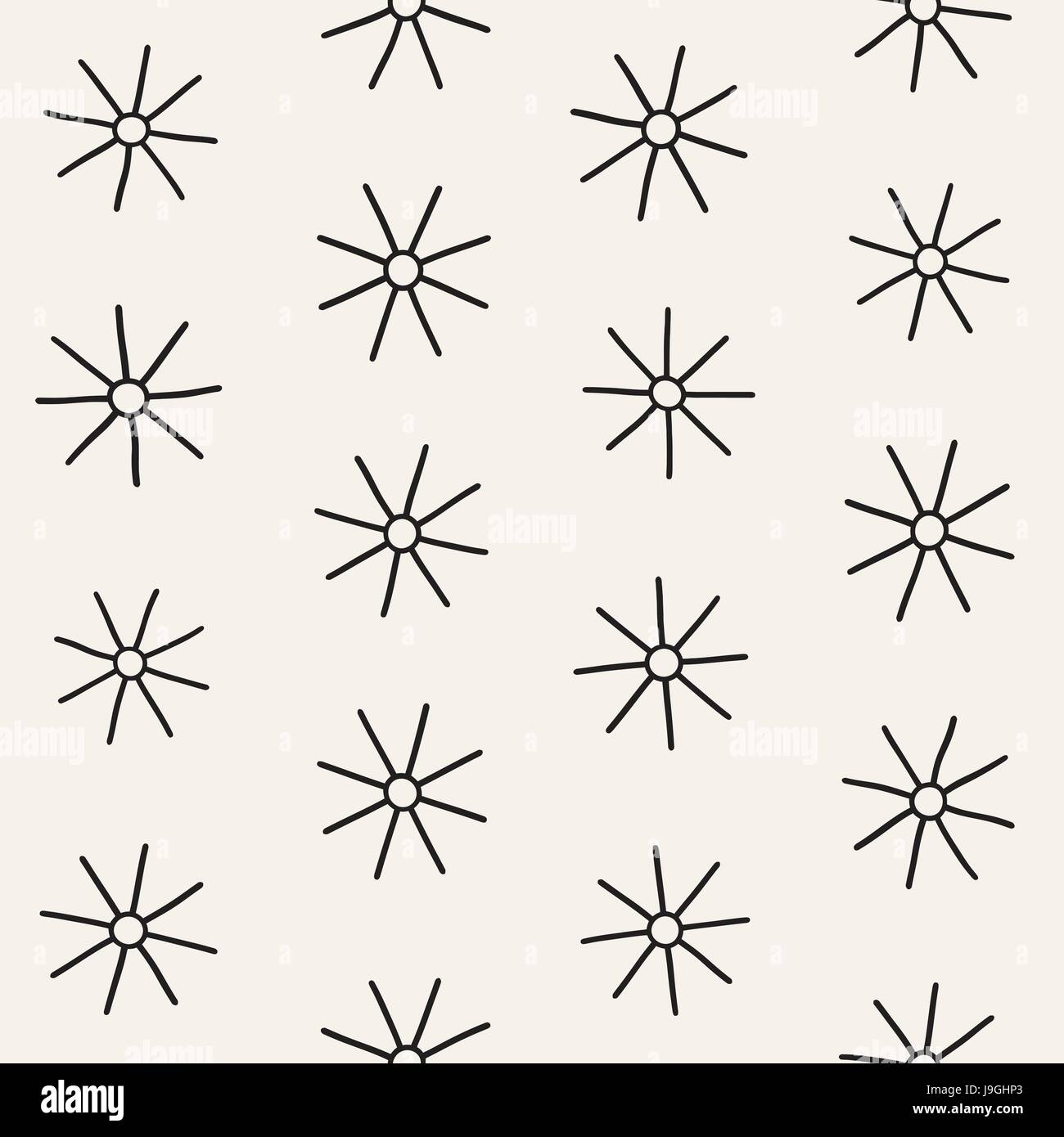 Vector seamless sunburst shapes freehand pattern. Abstract background ...