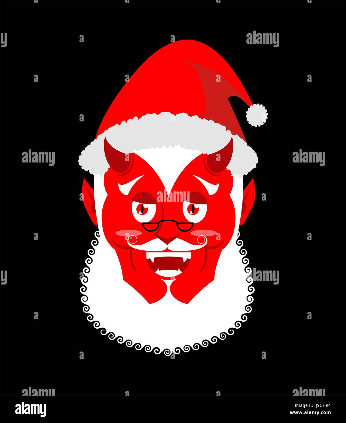 Krampus Satan Santa. Claus red demon with horns. Christmas monster for ...