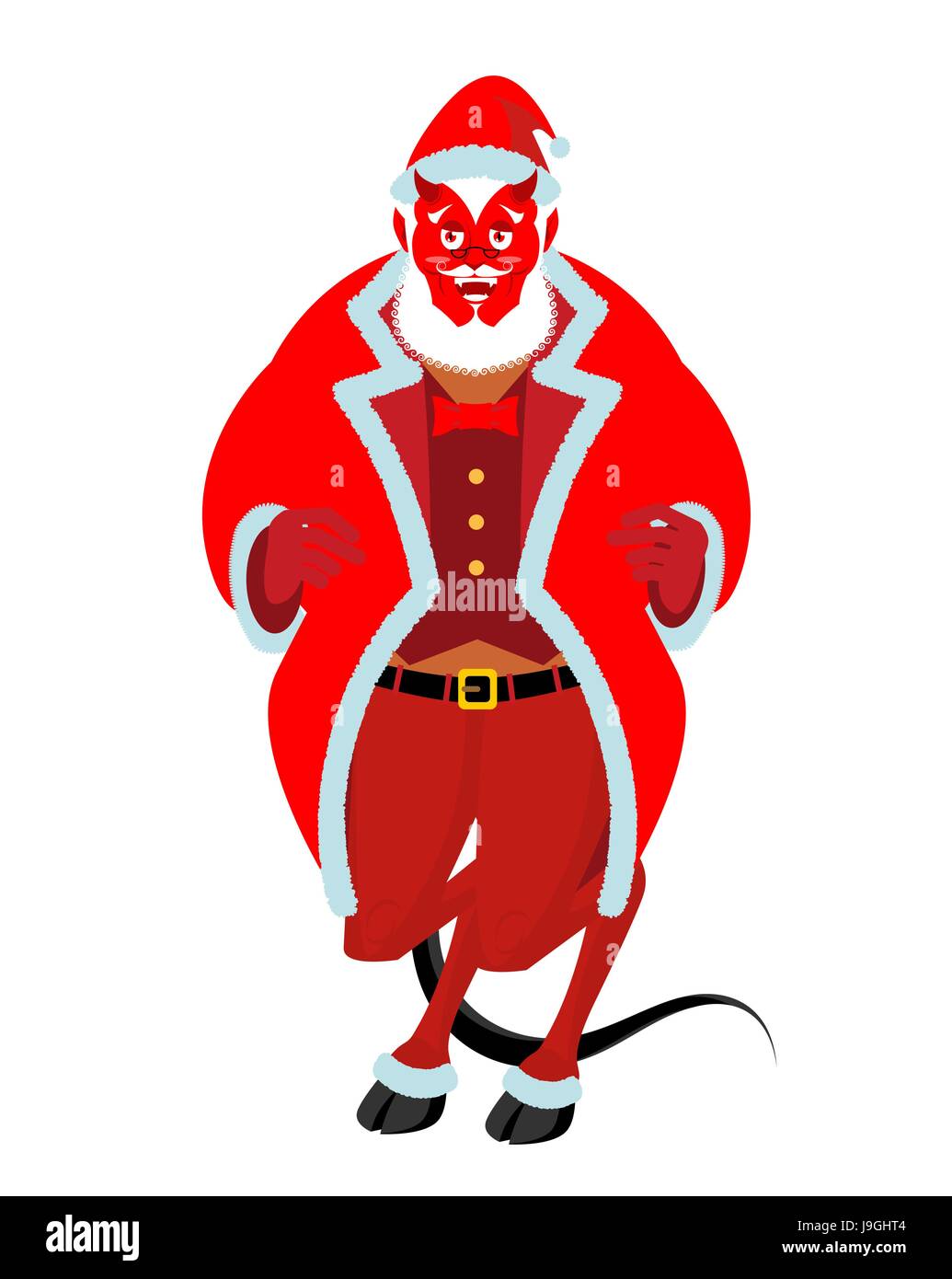Krampus Satan Santa. Claus red demon with horns. Christmas monster for ...
