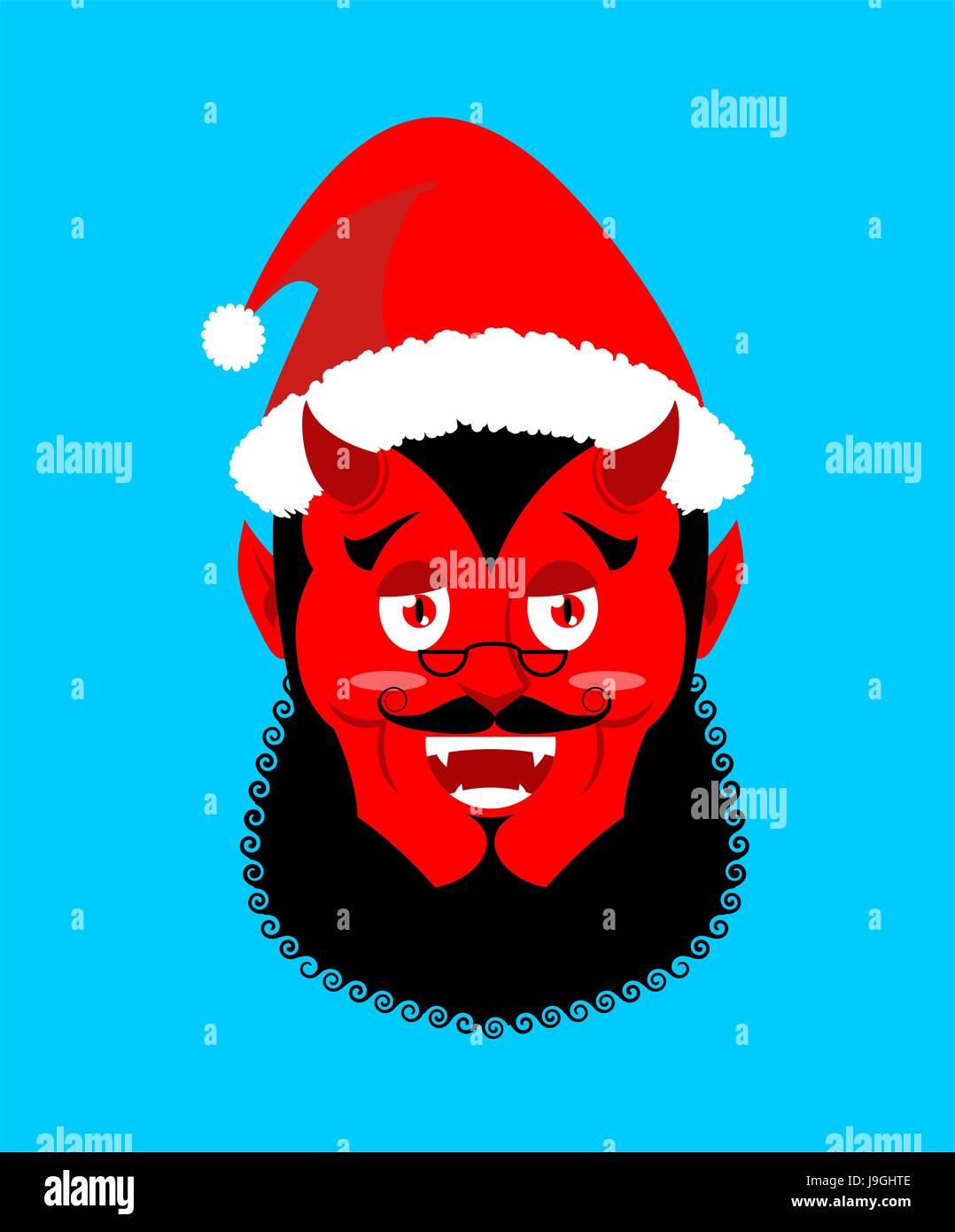 Satan Santa Krampus. Claus red demon with horns. Christmas monster for ...